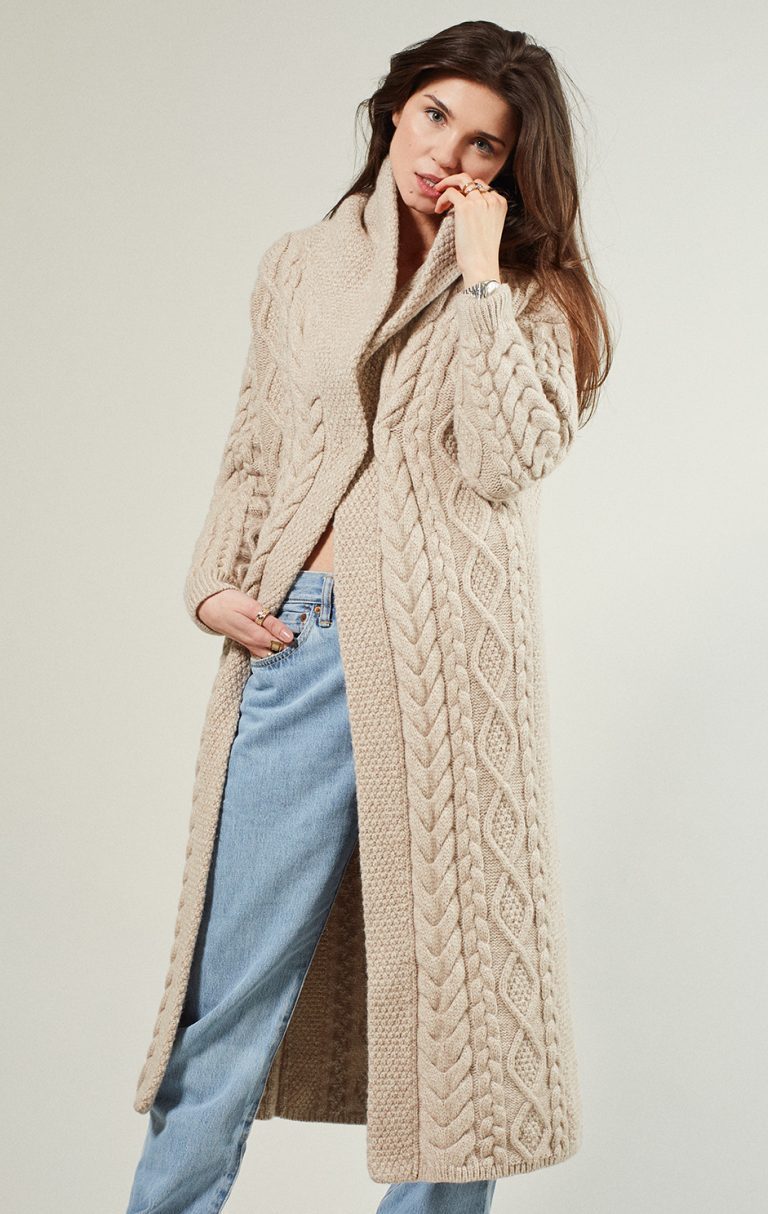 Highlander Coat, Latte - AmiAmalia Luxury Knitwear