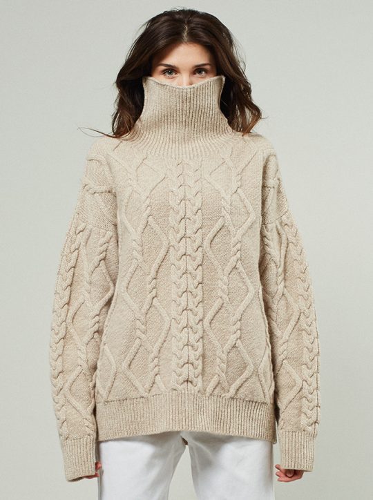 “To Infinity” Sweater, Latte - AmiAmalia Luxury Knitwear