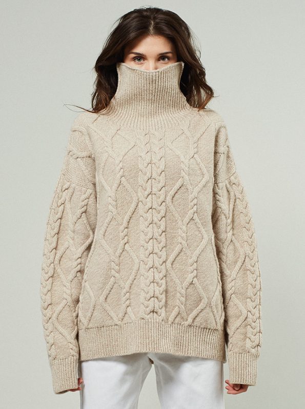 “To Infinity” Sweater, Latte - AmiAmalia Luxury Knitwear