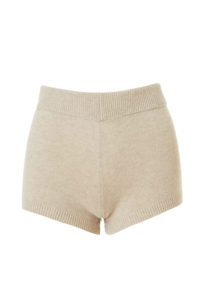 Knitted Shorts (with middle seam), White - AmiAmalia Luxury Knitwear