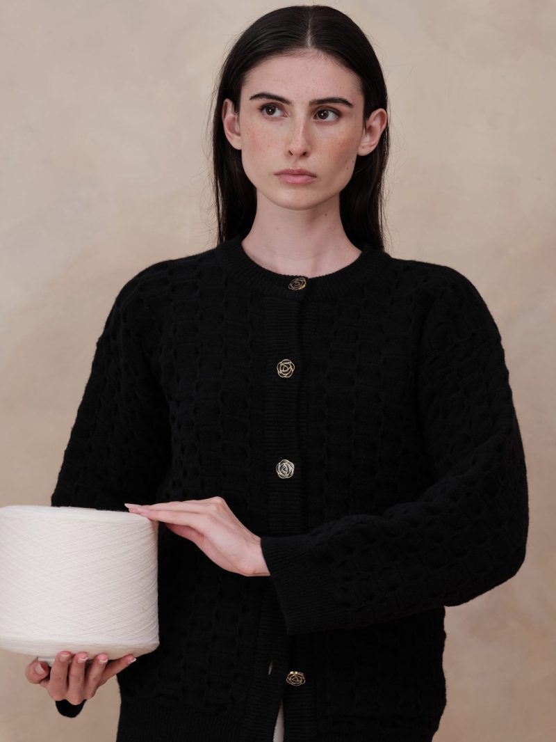 Honeycomb Cardigan, Spring Green - AmiAmalia Luxury Knitwear