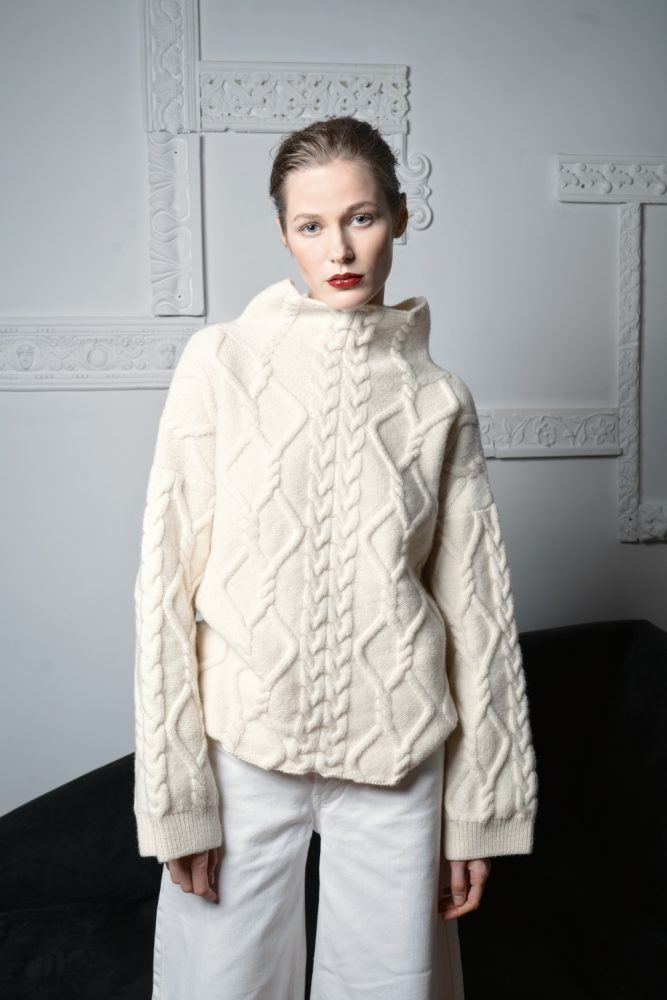 “Forest” Sweater, Organic White - AmiAmalia Luxury Knitwear