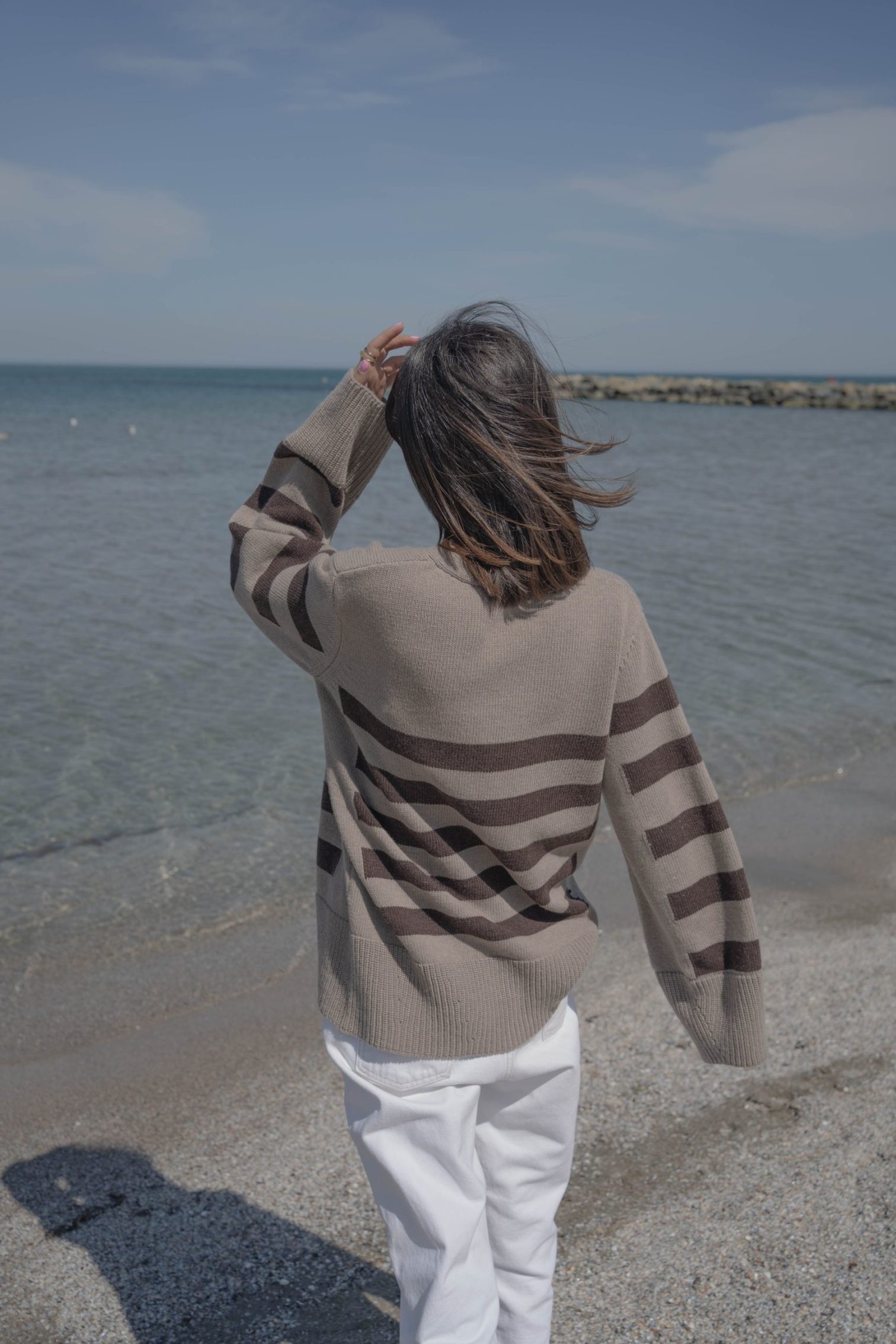 "Interrupted Stripes" Cardigan, Ice Latte and Chocolate - AmiAmalia ...