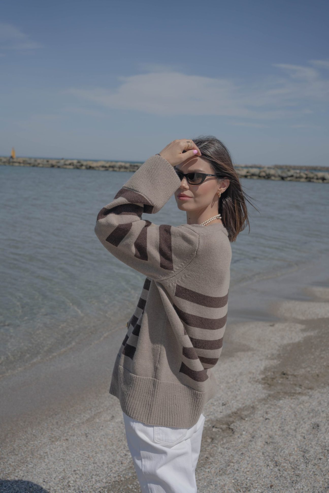 "Interrupted Stripes" Cardigan, Ice Latte and Chocolate - AmiAmalia ...