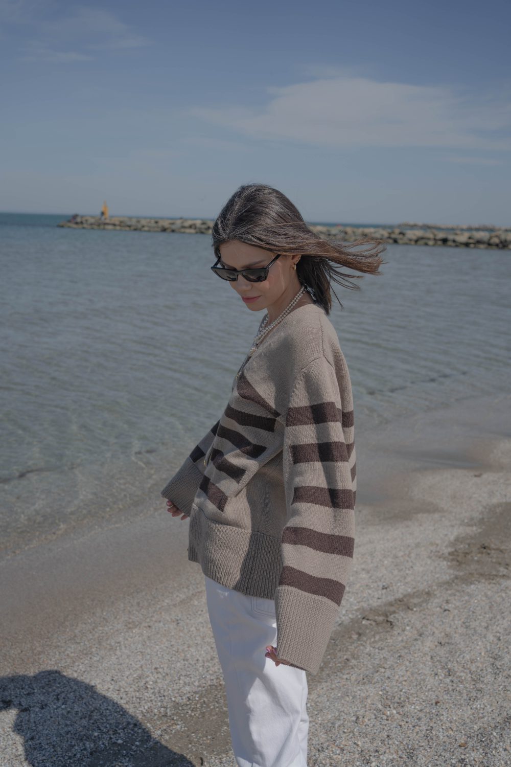 "Interrupted Stripes" Cardigan, Ice Latte and Chocolate - AmiAmalia ...