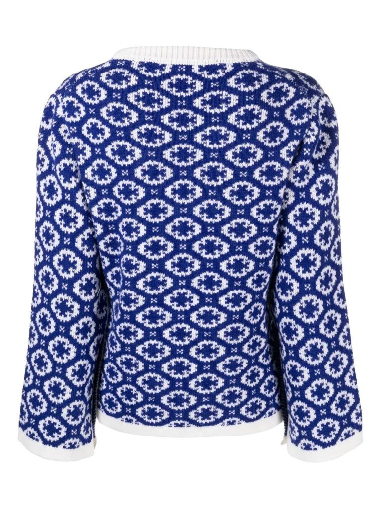"Memories" Sweater, Blue and White - AmiAmalia Luxury Knitwear