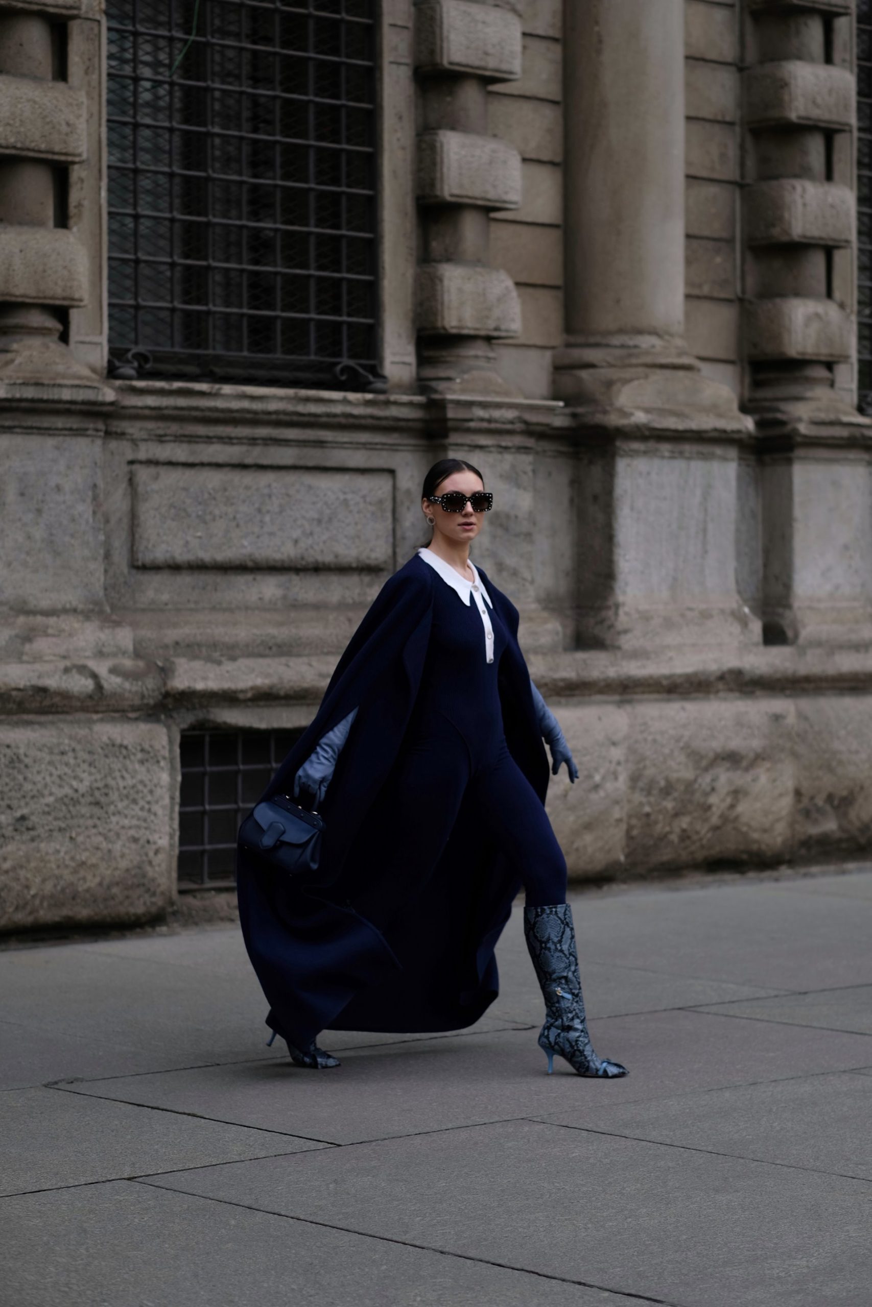 Spring Long Cape, Navy - AmiAmalia Luxury Knitwear