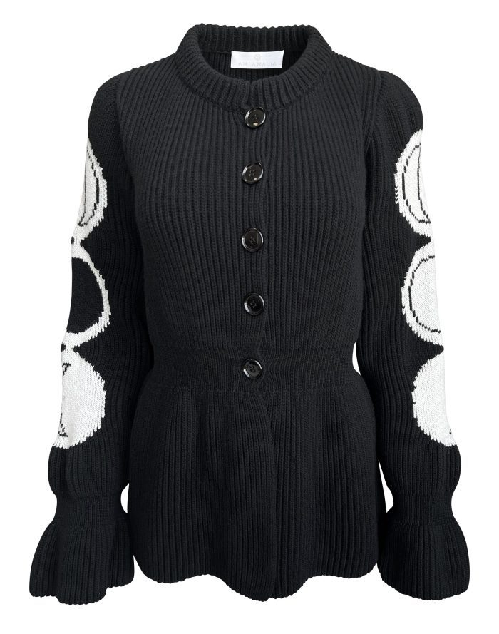 "Moon" Cardigan, Black - AmiAmalia Luxury Knitwear