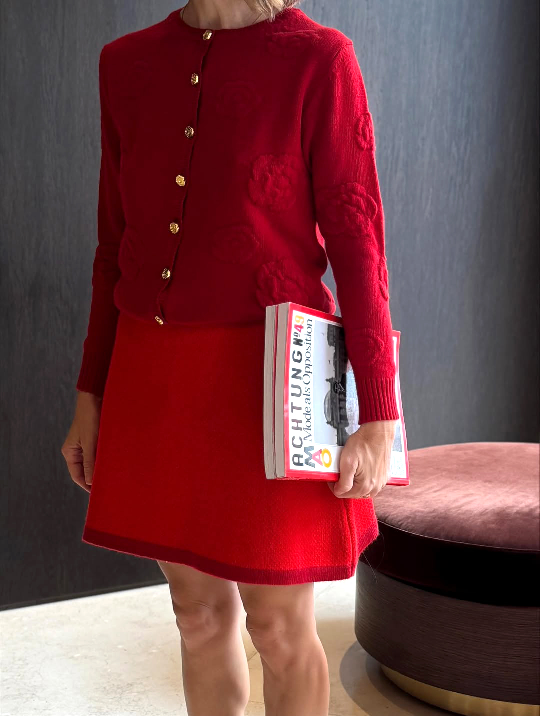 Peony Magic Cardigan, Deep Red - AmiAmalia Luxury Knitwear