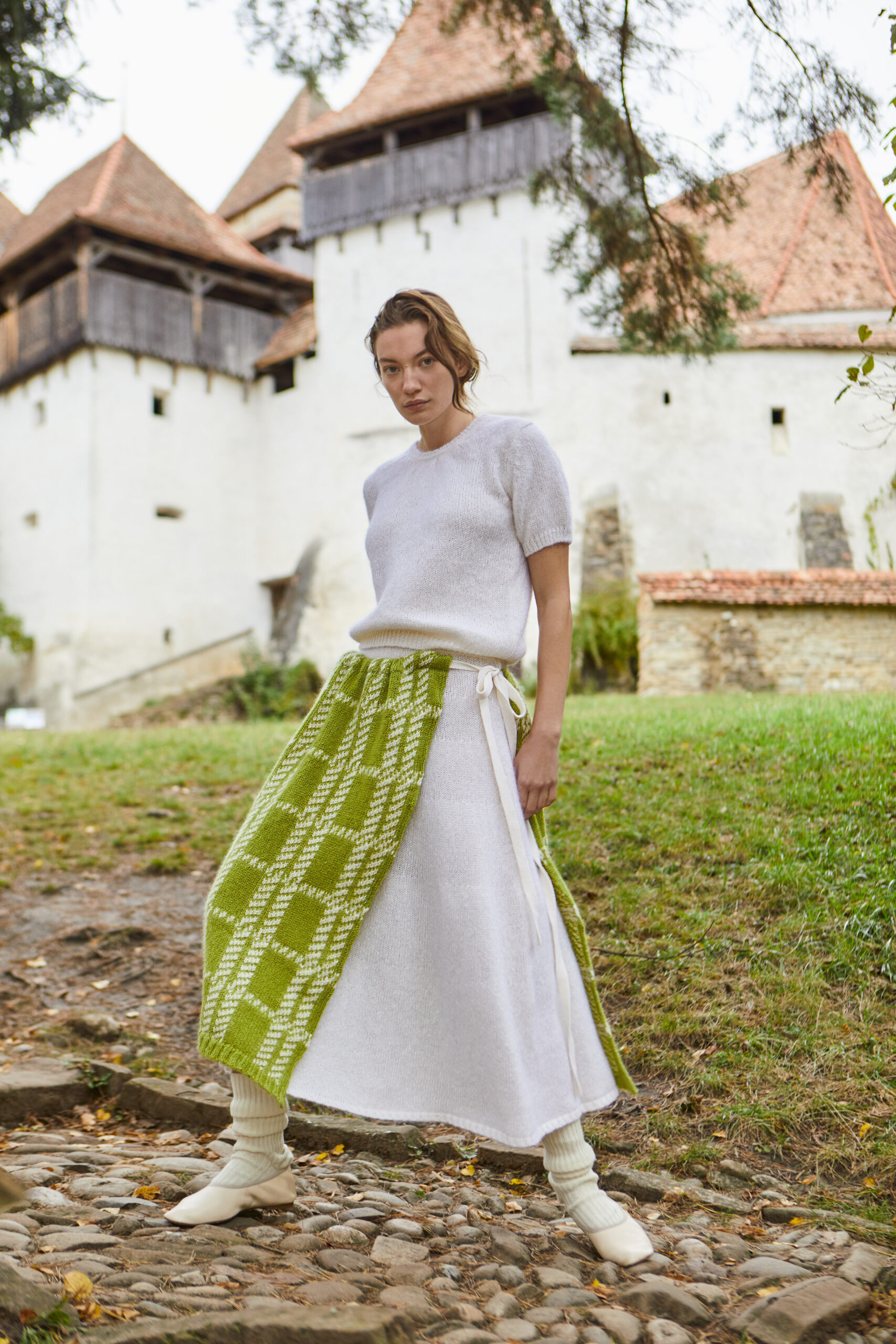 Plaid Silk & Mohair Apron - AmiAmalia Luxury Knitwear